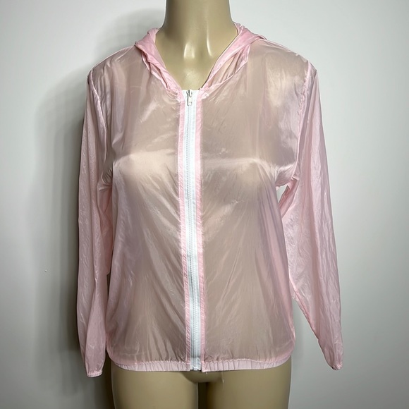Jackets & Coats | Sheer Baby Pink Medium Jacket With Hood | Poshmark